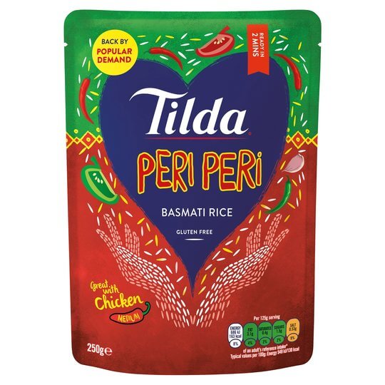 Tilda Steamed Peri Peri Rice 250g – African Hut